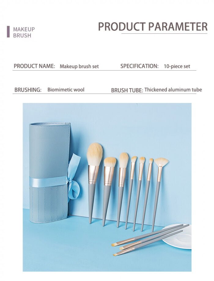 10 blue handle makeup brush set - DADA