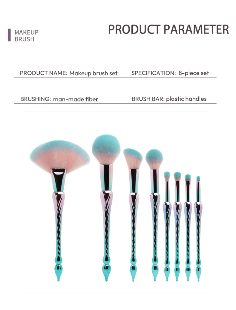 8 pcs gradient green makeup brush set - DADA