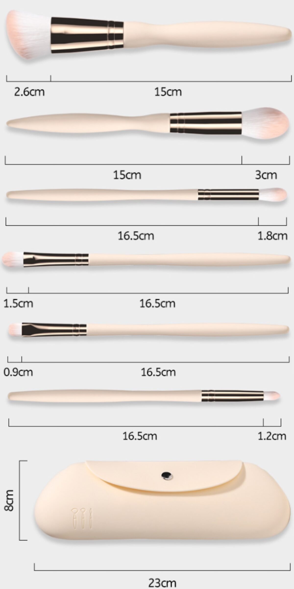9 beige S-curve makeup brush set - DADA