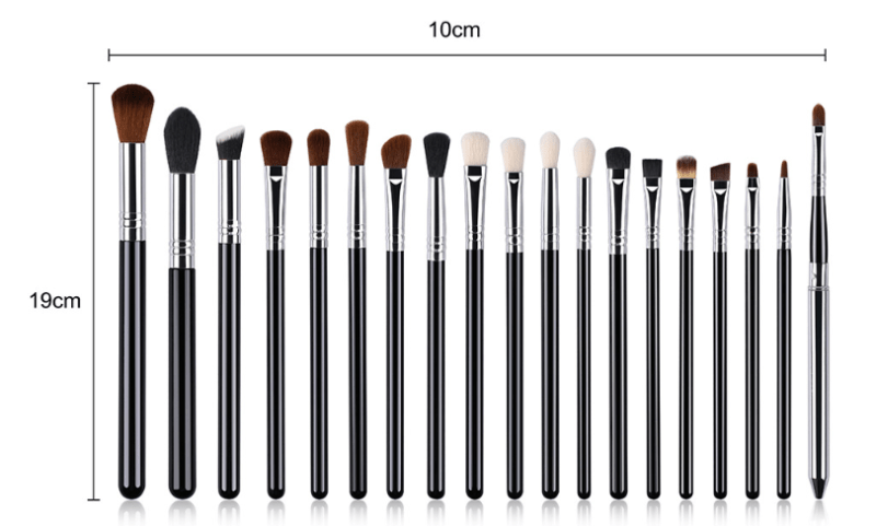 Complete Cosmetic Brush Set with Black Wooden Handle - DADA