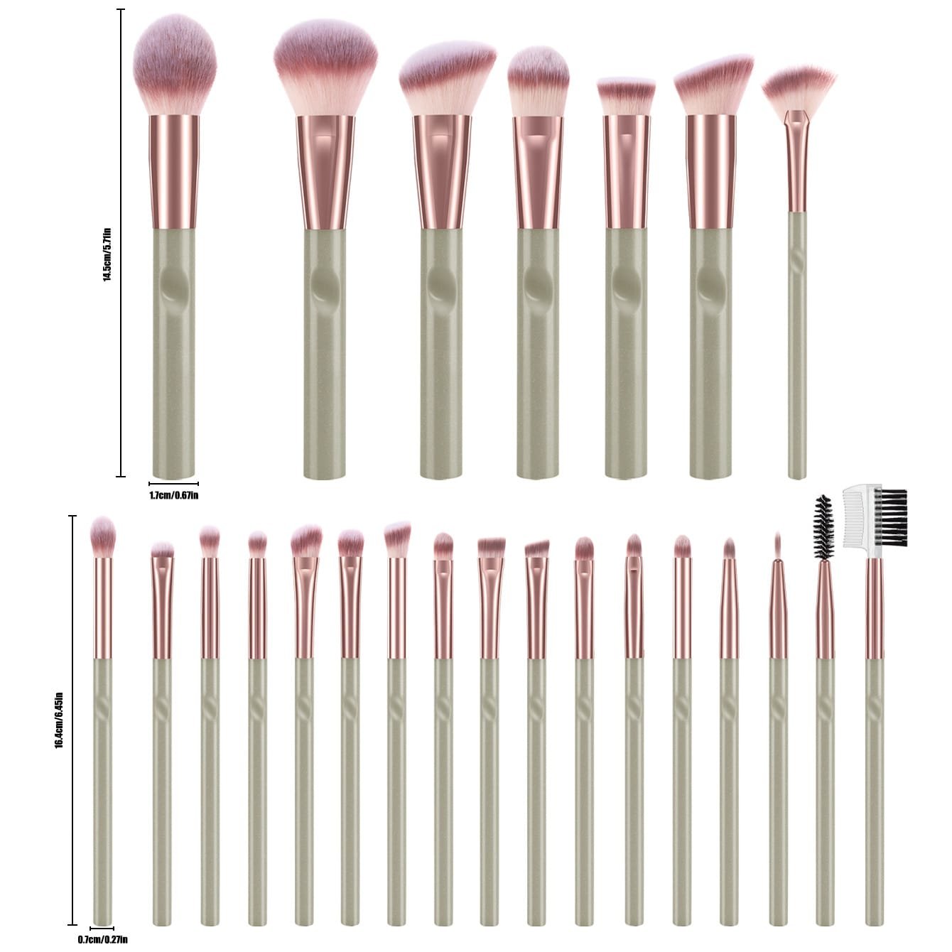 Complete set of dark green makeup brush - DADA